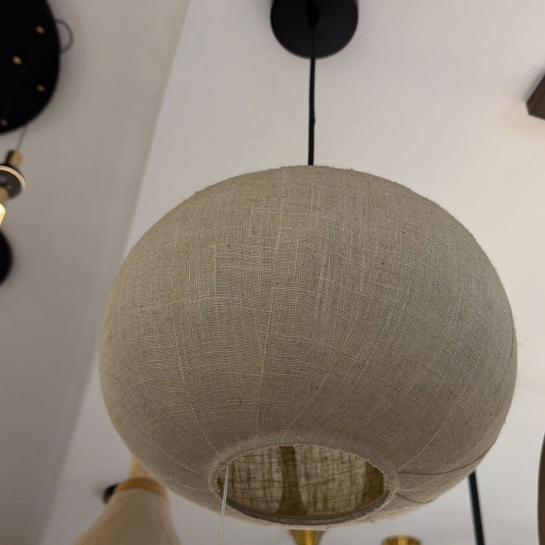 Single Sphere Linen Pendant Light with 9W LED Bulb – GEM HOME