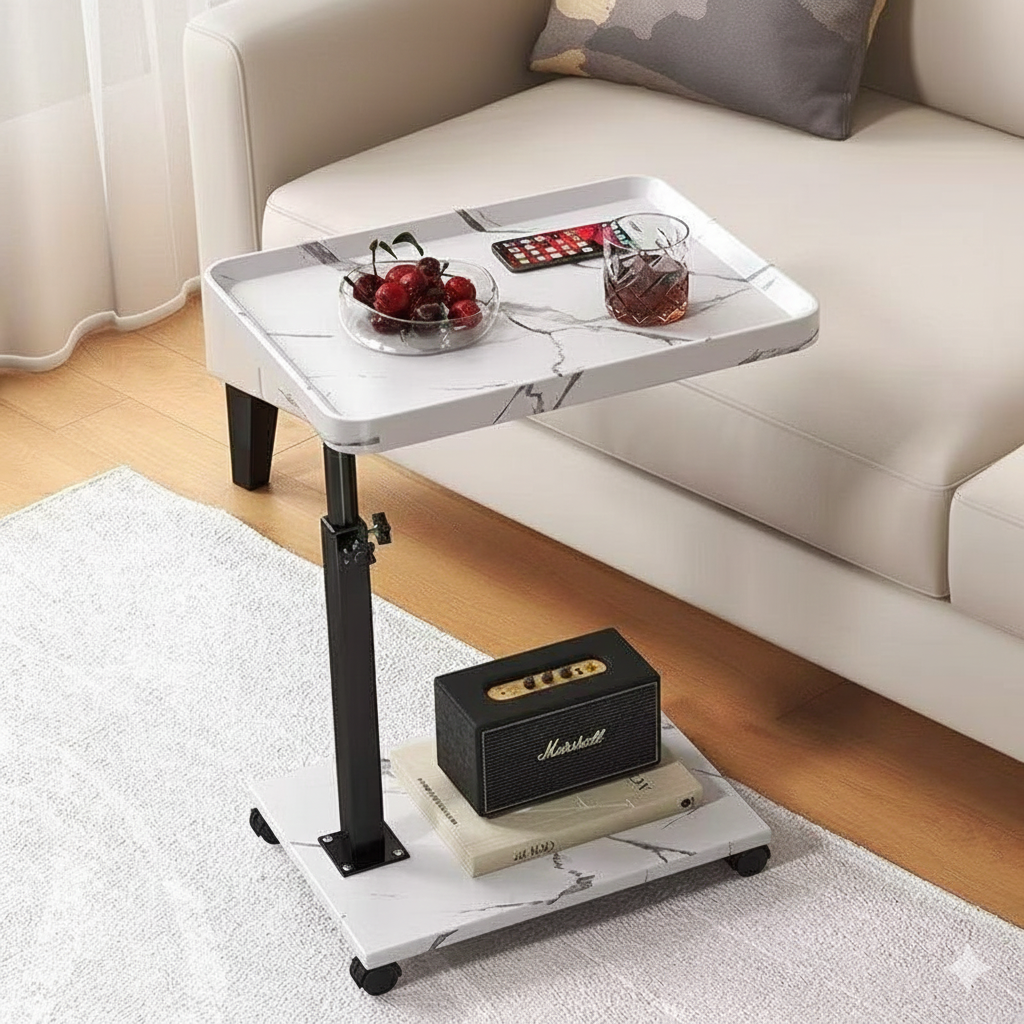 Adjustable height side table with wheels – GEM HOME